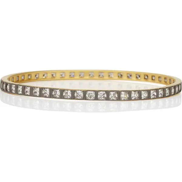 Freida Rothman Square Radiance Cubic Zirconia Bangle - Gold/ Silver