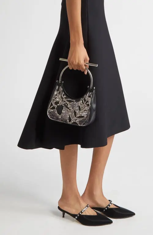 Alexander McQueen Mini T-bar Crystal & Bead Embellished Leather Evening Bag