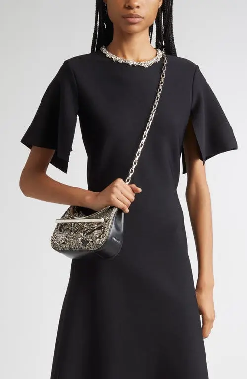 Alexander McQueen Mini T-bar Crystal & Bead Embellished Leather Evening Bag