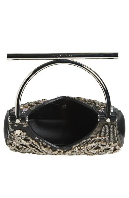 Alexander McQueen Mini T-bar Crystal & Bead Embellished Leather Evening Bag