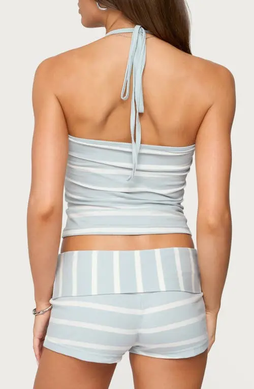 EDIKTED Striped Halter Top - Light-blue