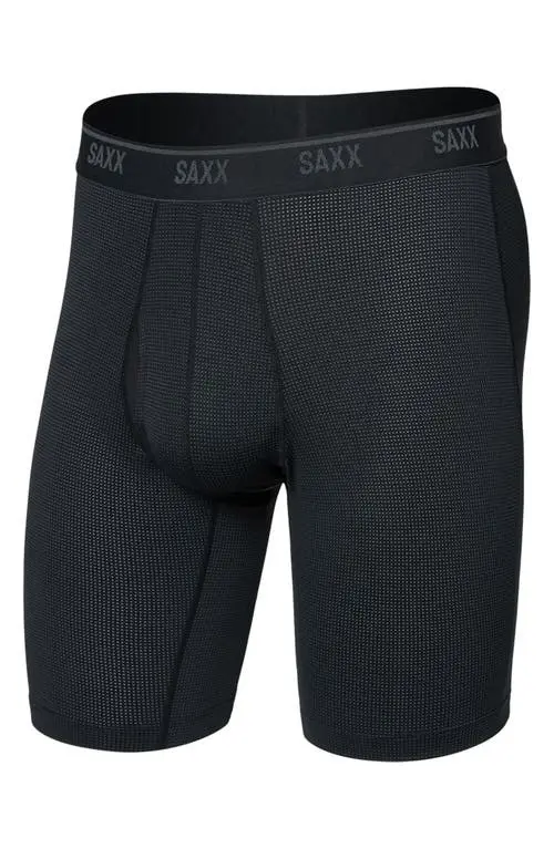 SAXX Quest Quick Dry Mesh Slim Fit Long Boxer Briefs - Black