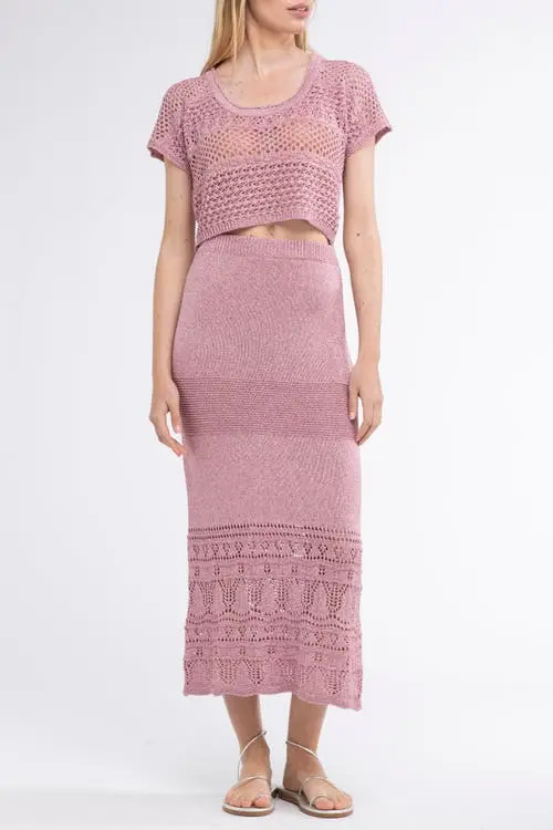 SUNDAY SAINT-TROPEZ Mateo Crochet Cover-up Crop Top - Pink