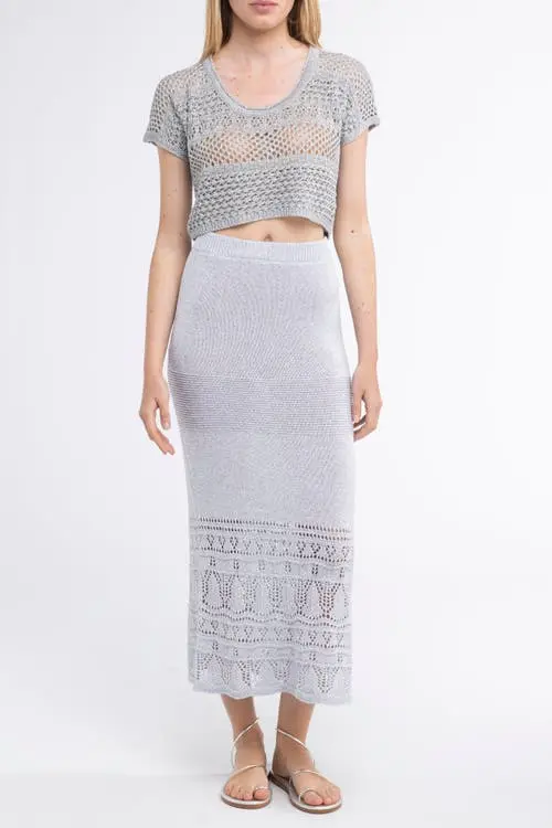 SUNDAY SAINT-TROPEZ Mateo Crochet Cover-up Crop Top - Silver