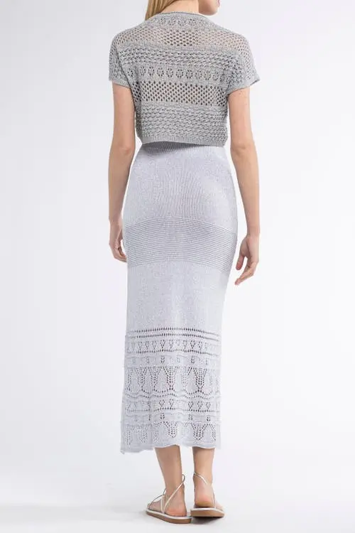 SUNDAY SAINT-TROPEZ Mateo Crochet Cover-up Crop Top - Silver