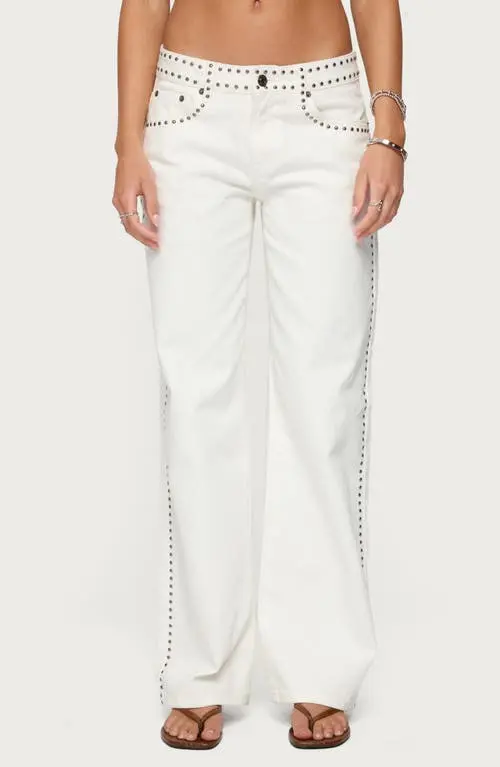 EDIKTED Quincy Studded Baggy Jeans - White