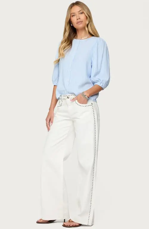 EDIKTED Quincy Studded Baggy Jeans - White