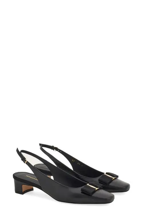 FERRAGAMO Rivada Bow Slingback Pumps - Nero