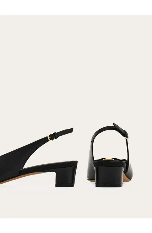 FERRAGAMO Rivada Bow Slingback Pumps - Nero