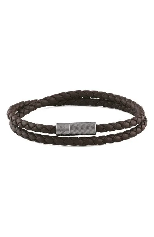 Tateossian Pop Rigato Braided Leather Bracelet - Brown