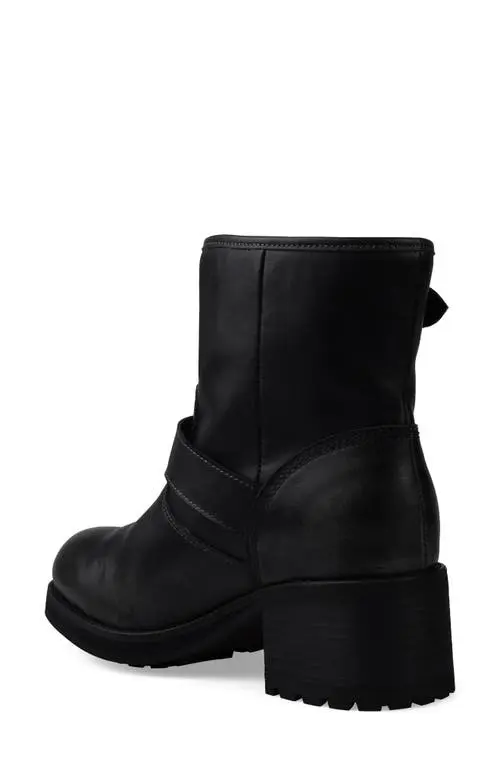CANDIE'S Rissa Lug Sole Moto Bootie - Black Leather