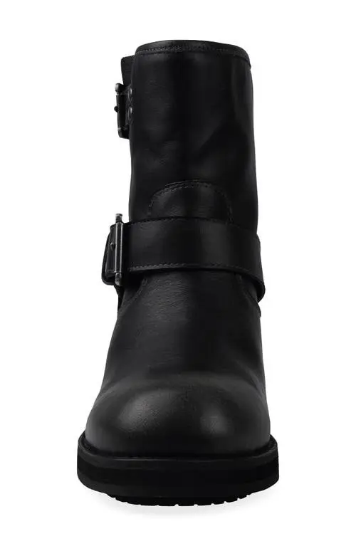 CANDIE'S Rissa Lug Sole Moto Bootie - Black Leather