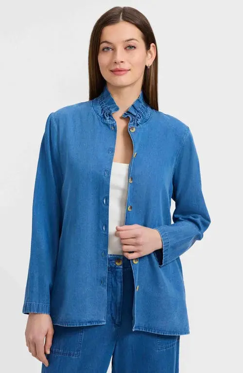 Foxcroft Carolina Denim Button-up Shirt - Medium Wash