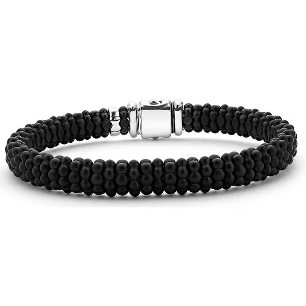 Lagos Caviar Pavé Diamond Station Bracelet - Black