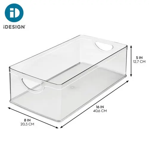 IDESIGN Plastic Kitchen Cabinet Storage Binsorganizer Bins With Handlesset Of 4