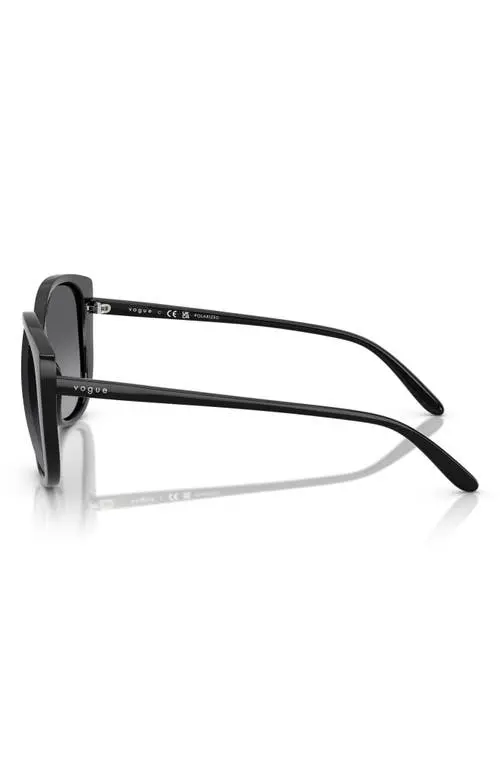 VOGUE 55mm Polarized Butterfly Sunglasses - Black