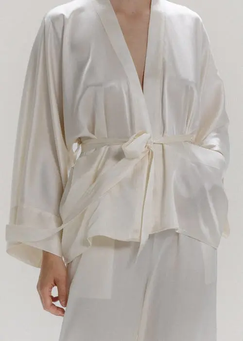 ALAS Silk Kimono Jacket - Milk White