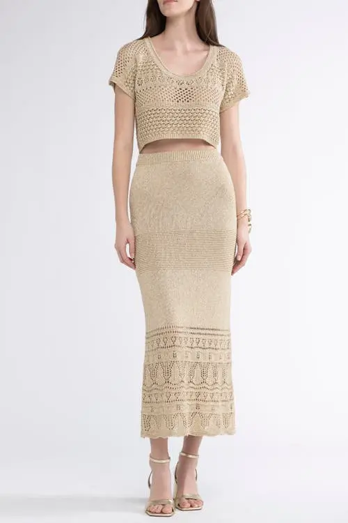 SUNDAY SAINT-TROPEZ Gioca Crochet Maxi Skirt - Gold