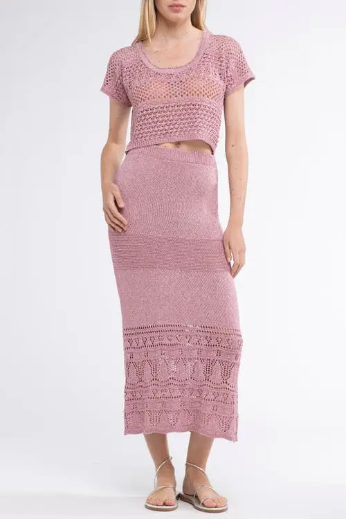 SUNDAY SAINT-TROPEZ Gioca Crochet Maxi Skirt - Pink