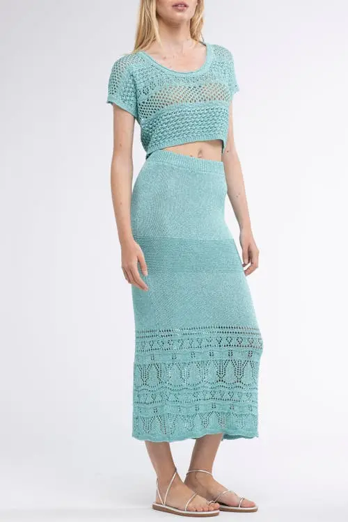 SUNDAY SAINT-TROPEZ Gioca Crochet Maxi Skirt - Turquoise