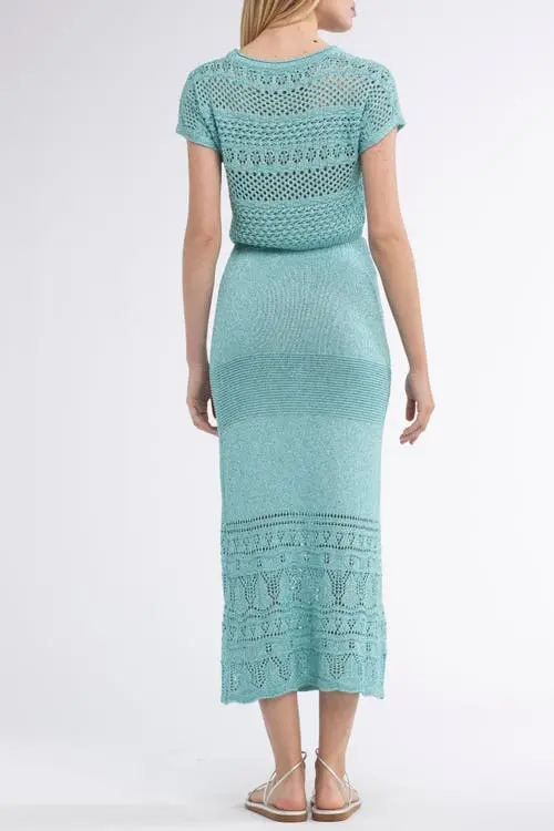 SUNDAY SAINT-TROPEZ Gioca Crochet Maxi Skirt - Turquoise