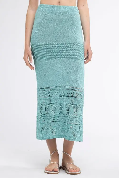 SUNDAY SAINT-TROPEZ Gioca Crochet Maxi Skirt - Turquoise
