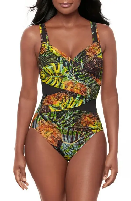 MIRACLESUIT® Sunset Islet Madero Underwire One-piece Swimsuit - Black/ Multi