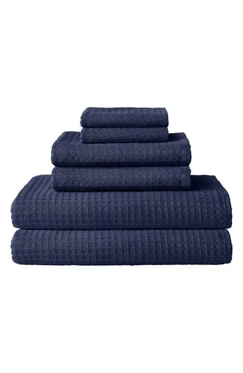 UCHINO Waffle Twist 6-piece Cotton Bath Towel - Indigo