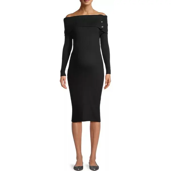 EMILIA GEORGE Carrie Off-shoulder Knit Dress