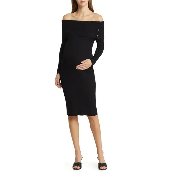 EMILIA GEORGE Carrie Off-shoulder Knit Dress
