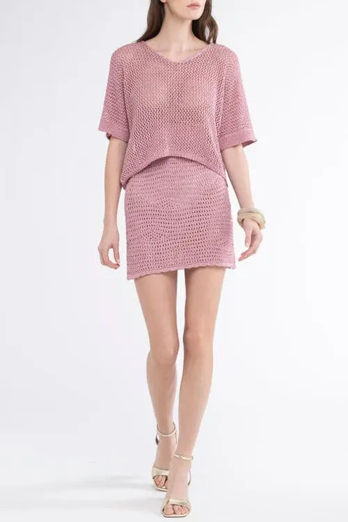 SUNDAY SAINT-TROPEZ Livia Crochet Mini Skirt - Pink