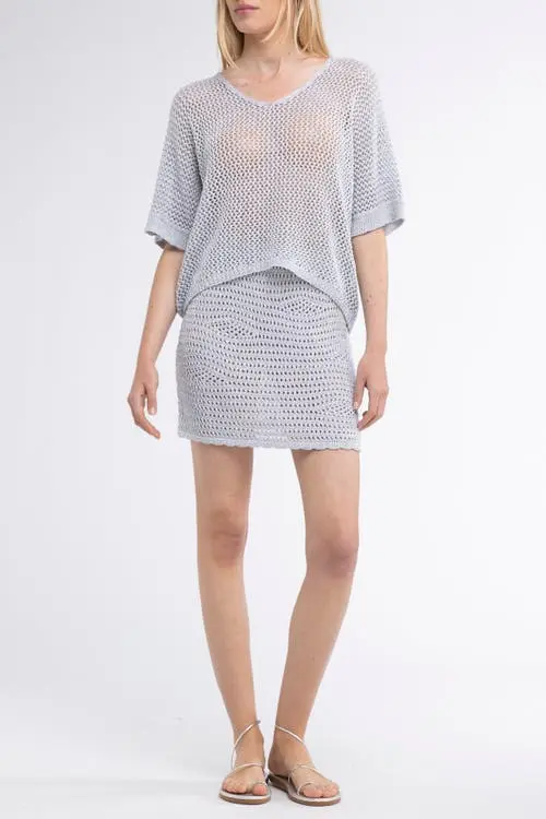 SUNDAY SAINT-TROPEZ Livia Crochet Mini Skirt - Silver