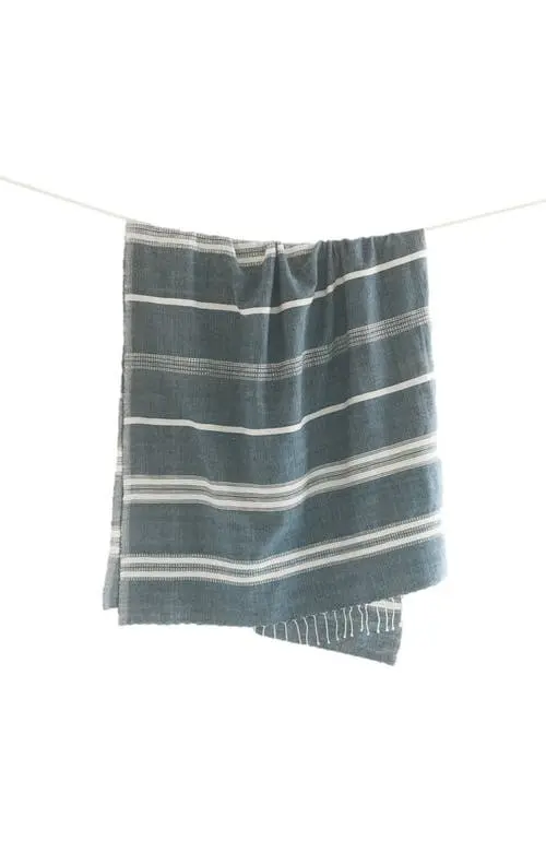CREATIVE WOMEN Aden Cotton Bath Towel - Navy W/natural