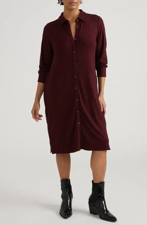 Universal Standard Shirtdress Long Sleeve - Black Cherry