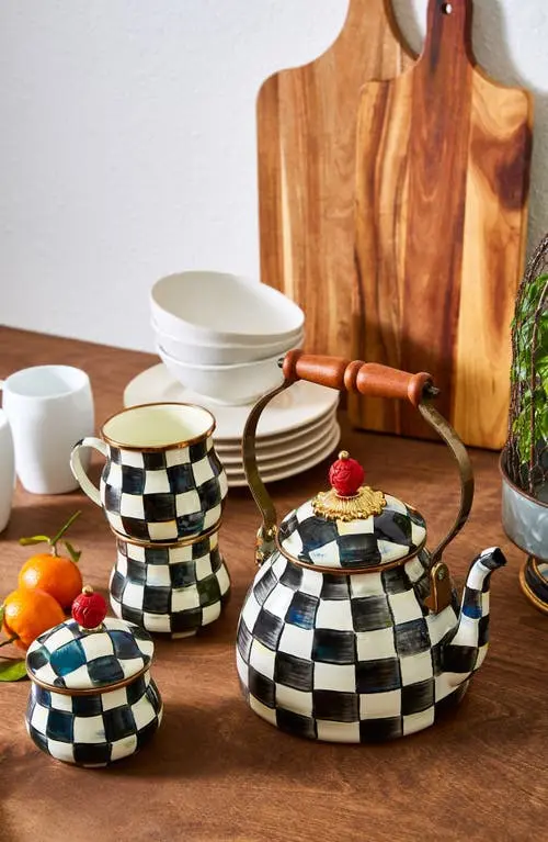 MACKENZIE-CHILDS Check Enameled Steel 2-quart Tea Kettle