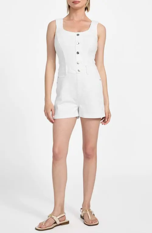Guess Sunni Denim Romper - Pure White