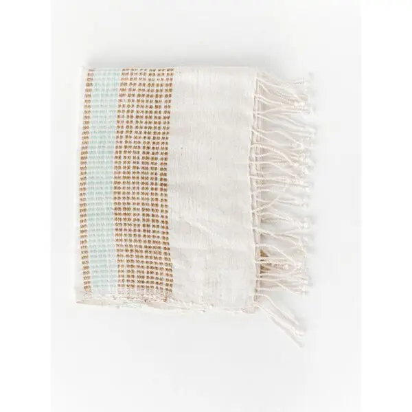 CREATIVE WOMEN Camden Cotton Hand Towel - Sand/azure