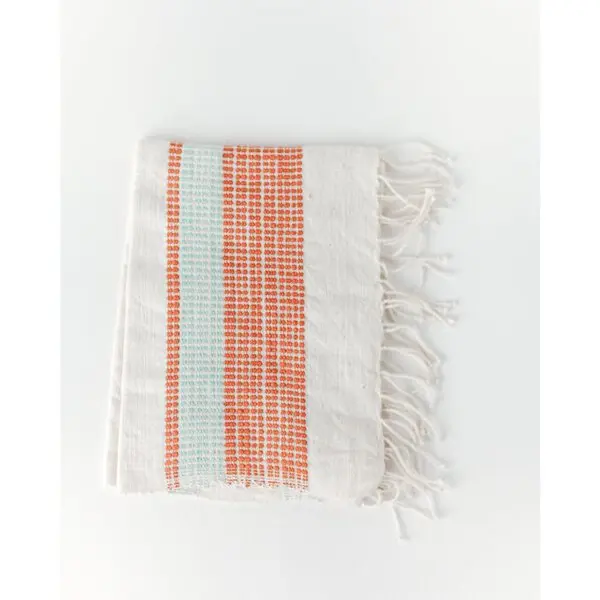 CREATIVE WOMEN Camden Cotton Hand Towel - Tangerine/azure