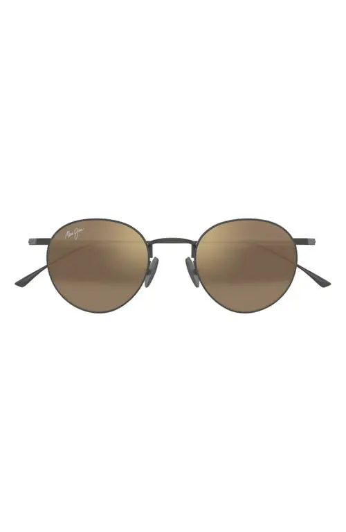 Maui Jim Ka'apeha 48mm Round Sunglasses - Matte Dark Ruthenium/ Bronze