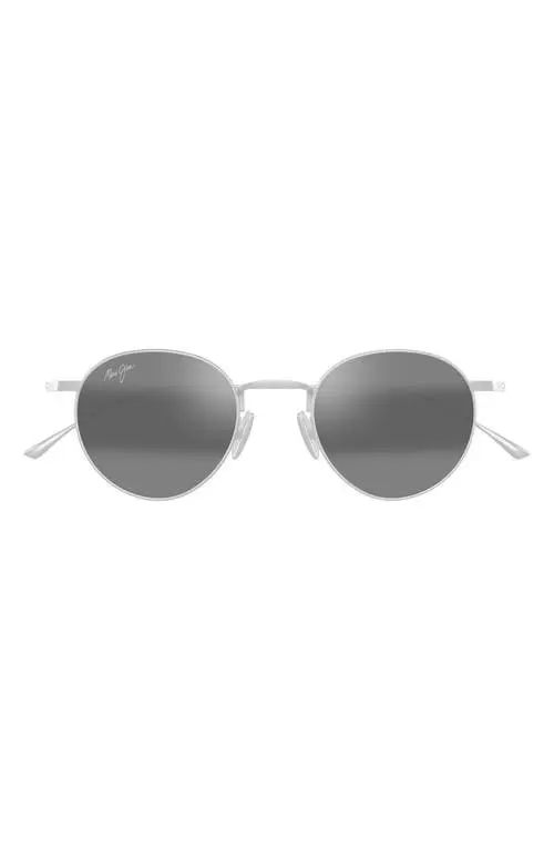 Maui Jim Ka'apeha 48mm Round Sunglasses - Matte Silver/ Neutral Grey