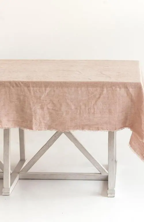 CREATIVE WOMEN Stone Washed Linen Tablecloth - Blush