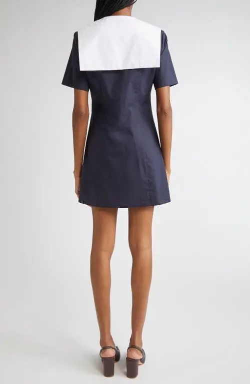 Sandy Liang Rila Cotton Poplin Shirtdress In Navy - 65% Off