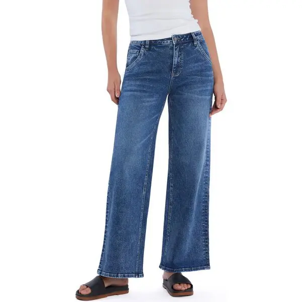 HINT OF BLU Ella High-waist Wide-leg Jeans - Night Blue