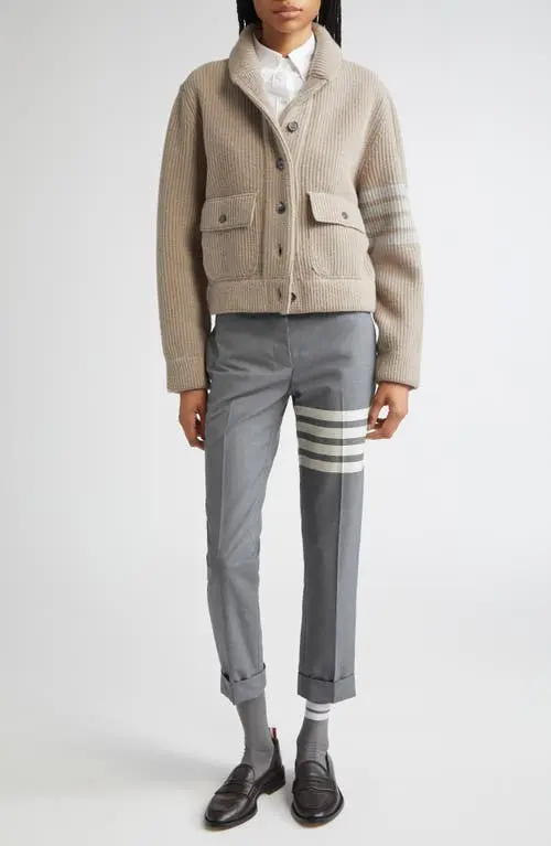 Thom Browne 4-bar Rib Stitch Wool Blend Bomber Jacket