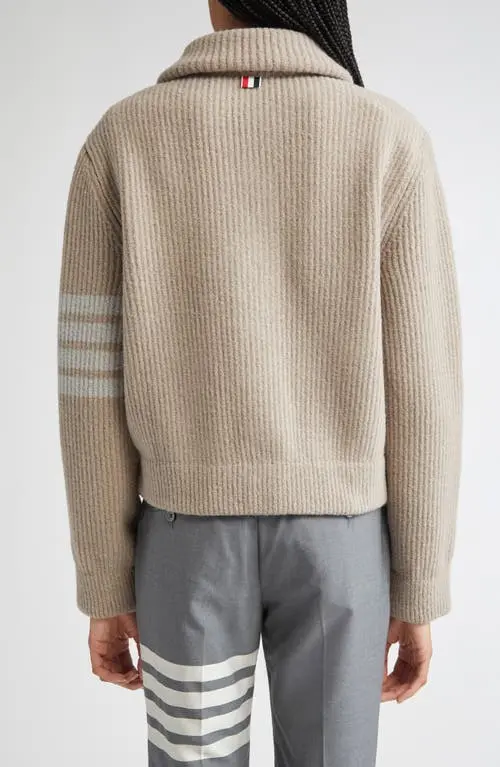 Thom Browne 4-bar Rib Stitch Wool Blend Bomber Jacket