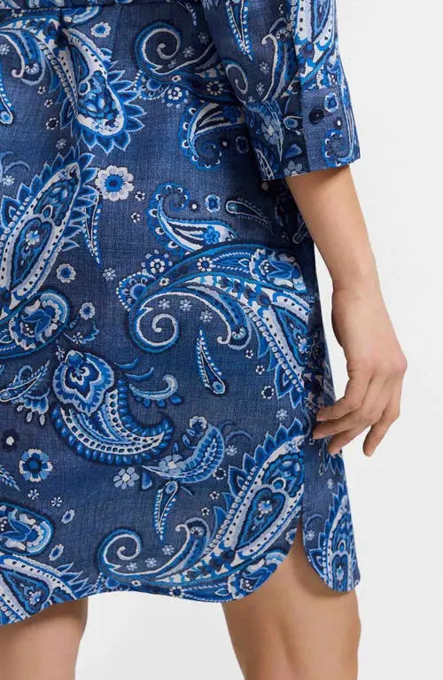 Foxcroft Rocca Paisley Print Cotton Shirtdress - Blue/ Multi