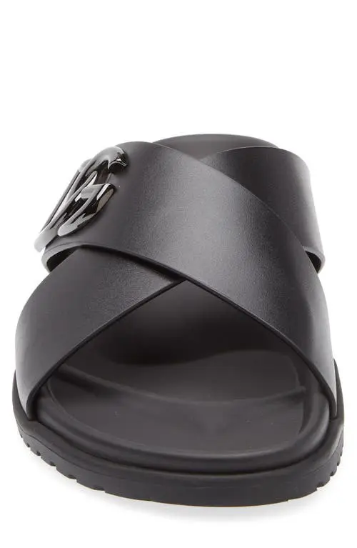 Dolce & Gabbana Logo Leather Slide Sandal