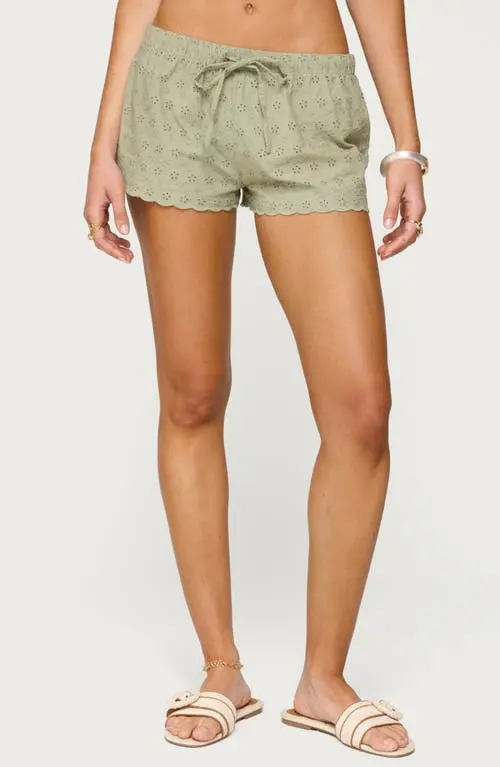 EDIKTED Talula Cotton Eyelet Tie Waist Shorts
