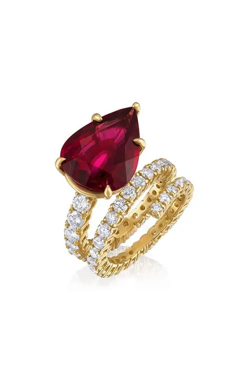 MINDI MOND Rubellite And Diamond Spiral Ring - 18k Yellow Gold