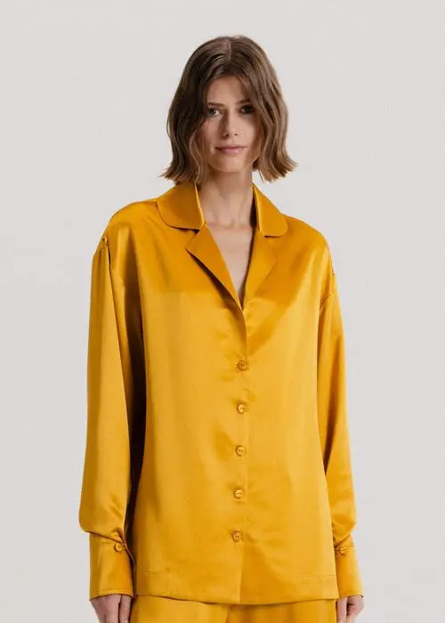 ALAS Silk Button Up Shirt - Gold